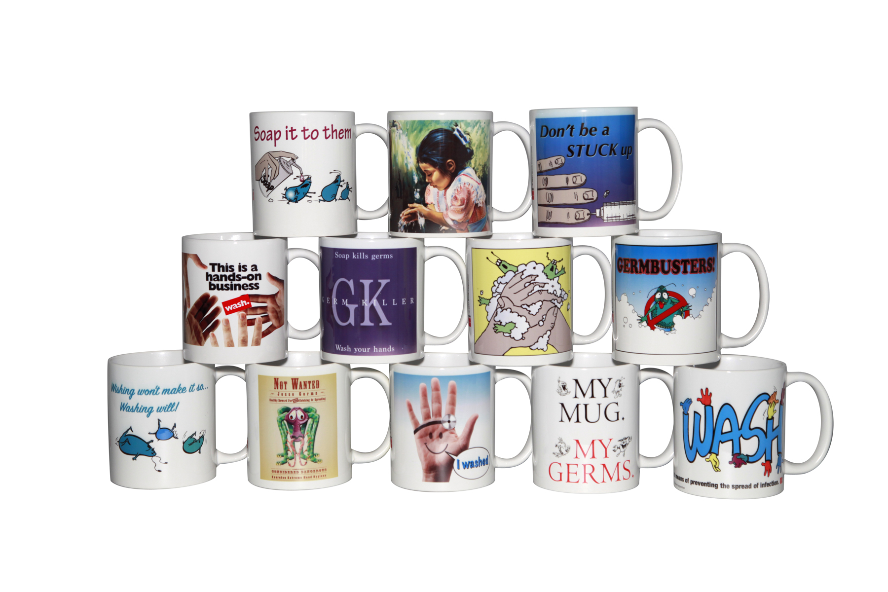 Handwashing and Germ Mugs, Assortment 1 - Brevis