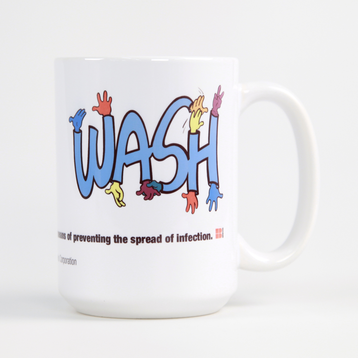 WASH cartoon hands mug, 15oz - Brevis