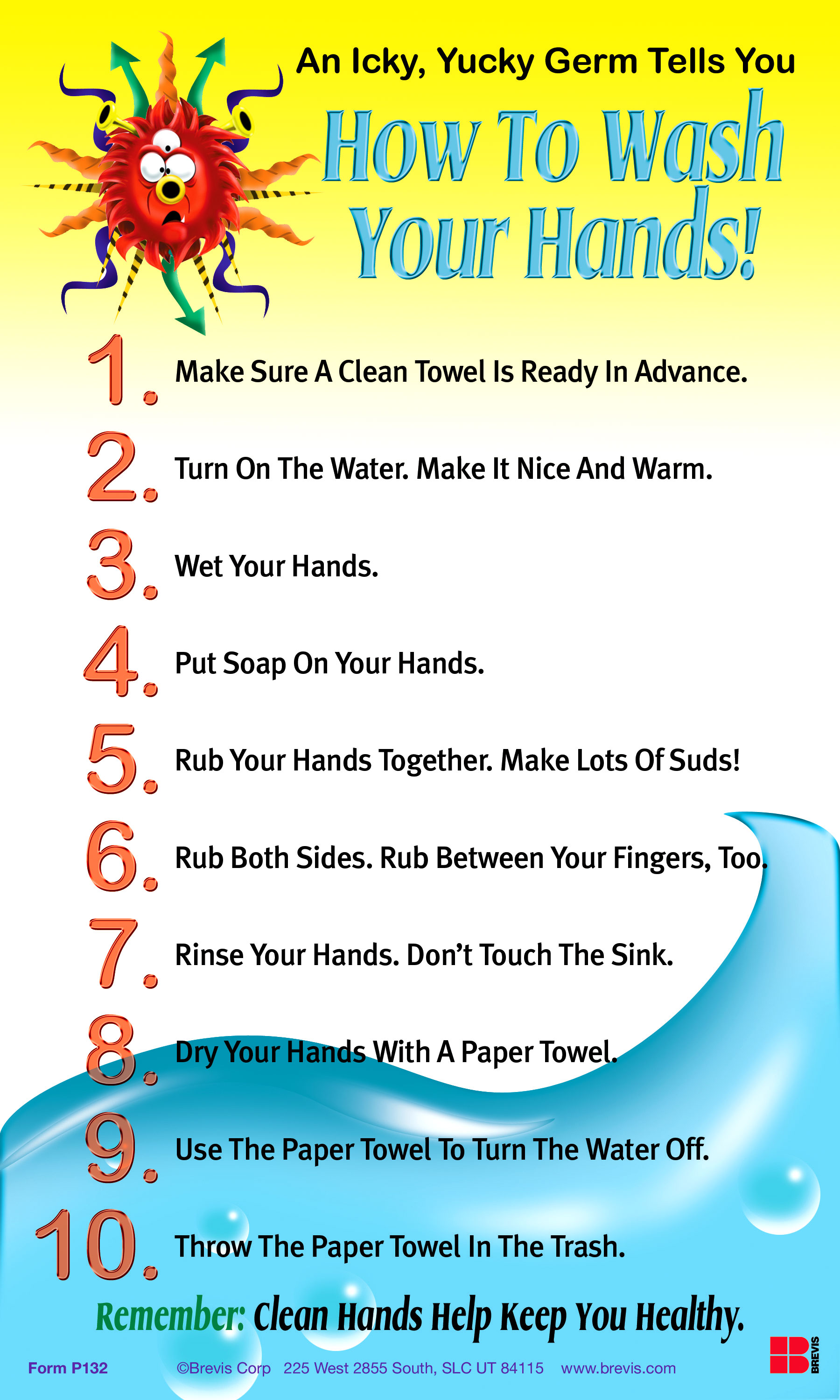How to Wash Your Hands Poster - Brevis