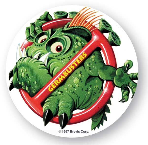 Germbusters #2 button. - Brevis
