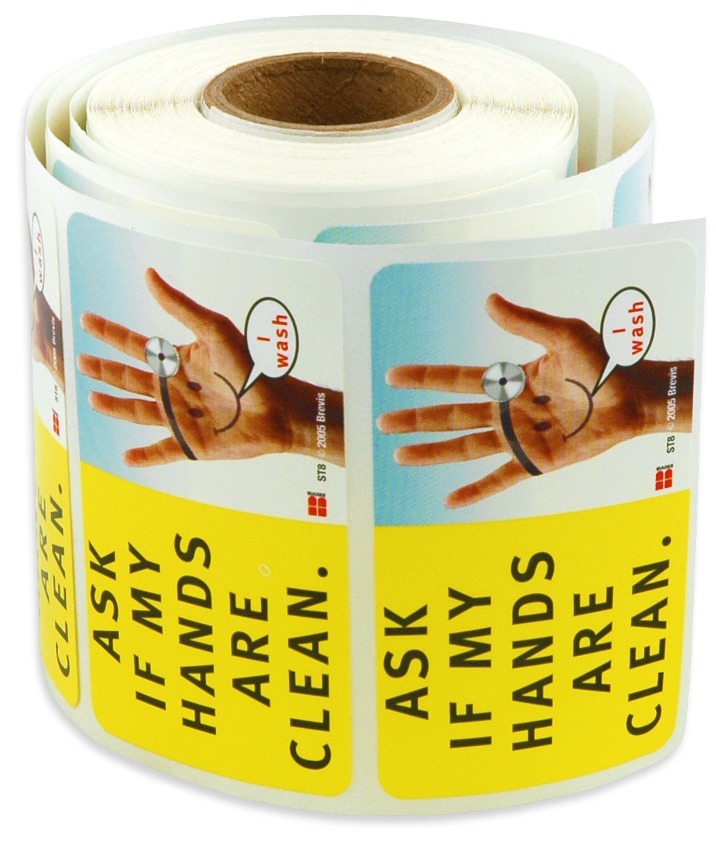 Ask if my Hands are Clean Stickers with removable backing. - Brevis