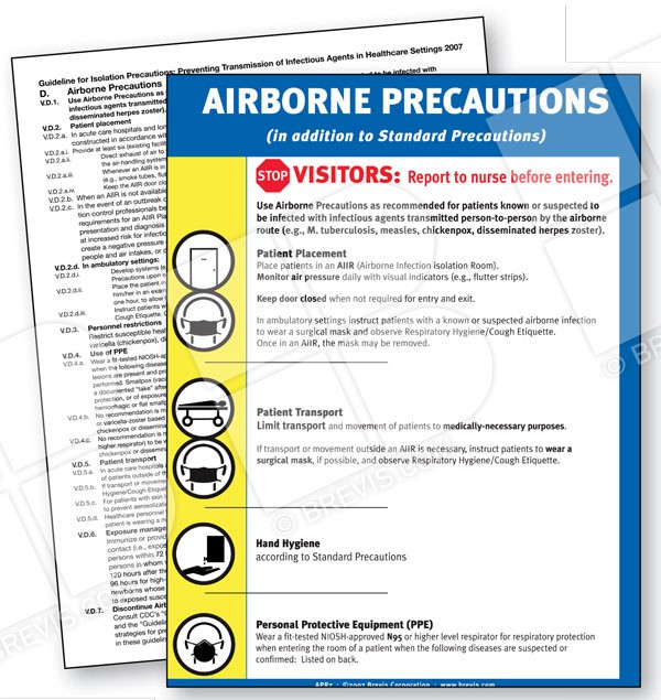 APR7.PL Airborne Precautions Sign Laminated - Brevis